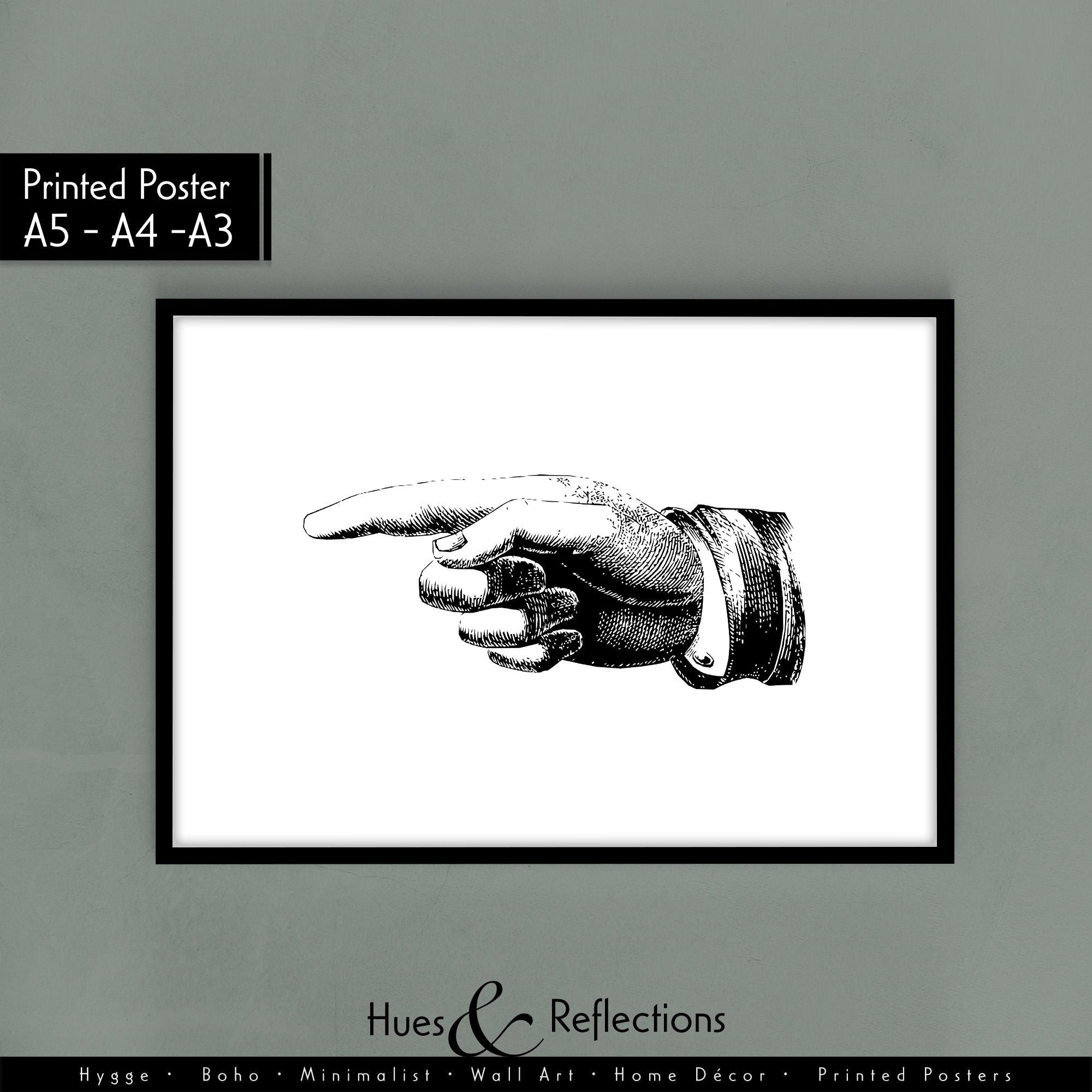 Victorian style retro hand drawing with pointed finger, finger pointin ...
